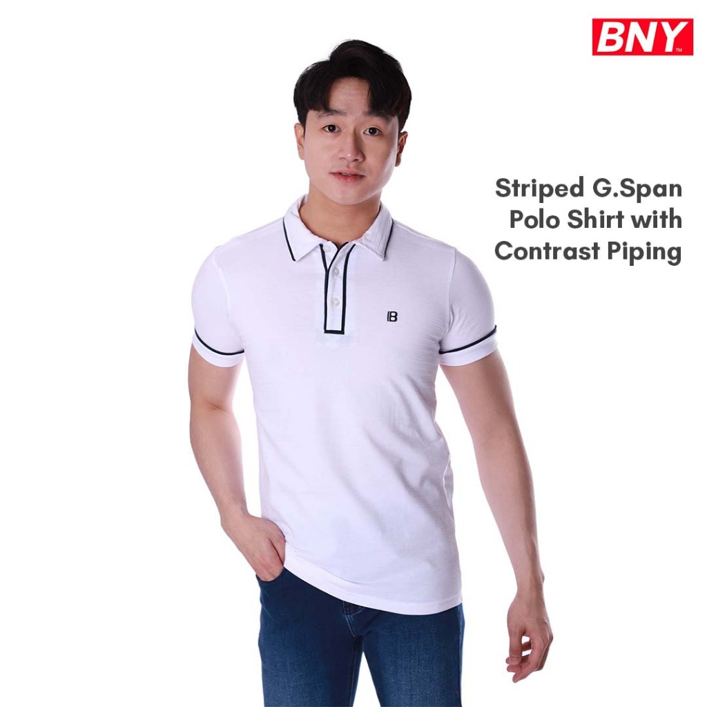 BNY Men's Stretch G.Spandex Polo Shirt With Contrast Piping Details ...
