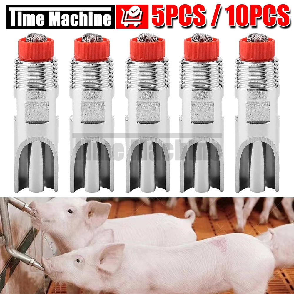 5PCS & 10PCS 1/2" Stainless Steel Pig Nipple Water Drinker Automatic ...