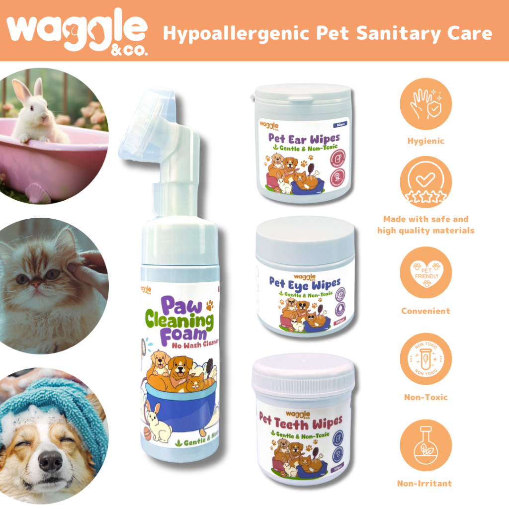 Waggle & Co. Hypoallergenic Pet Paw Cleaner, Pet Ear Wipes, Pet Eye ...