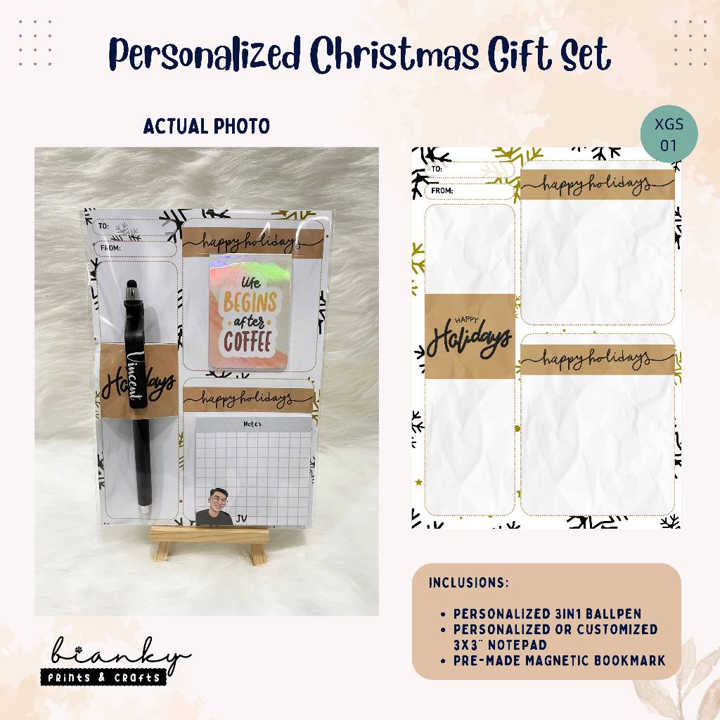 Personalized Christmas Gift Set- Notepad Bookmark Ballpen | Shopee ...