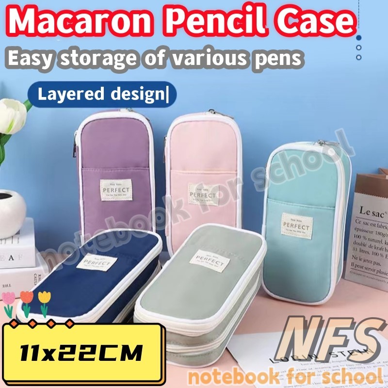 NFS Macaron Pencil Case Pouch Kids Big Capacity Stationery Bag Colored ...