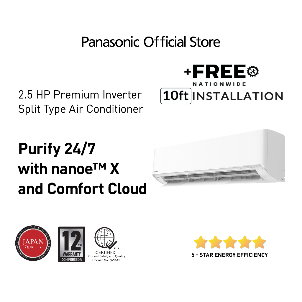 Panasonic CS-XU24AKQ 2.5HP Premium Inverter AERO SERIES Single - Split Type Aircon | Shopee ...