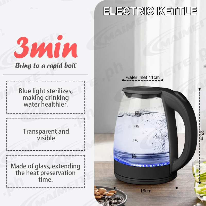 【Home Wholesale 】Glass Electric Kettle 1500W Auto-Switch Fast Boiling 1.8L Food Grade Water ...