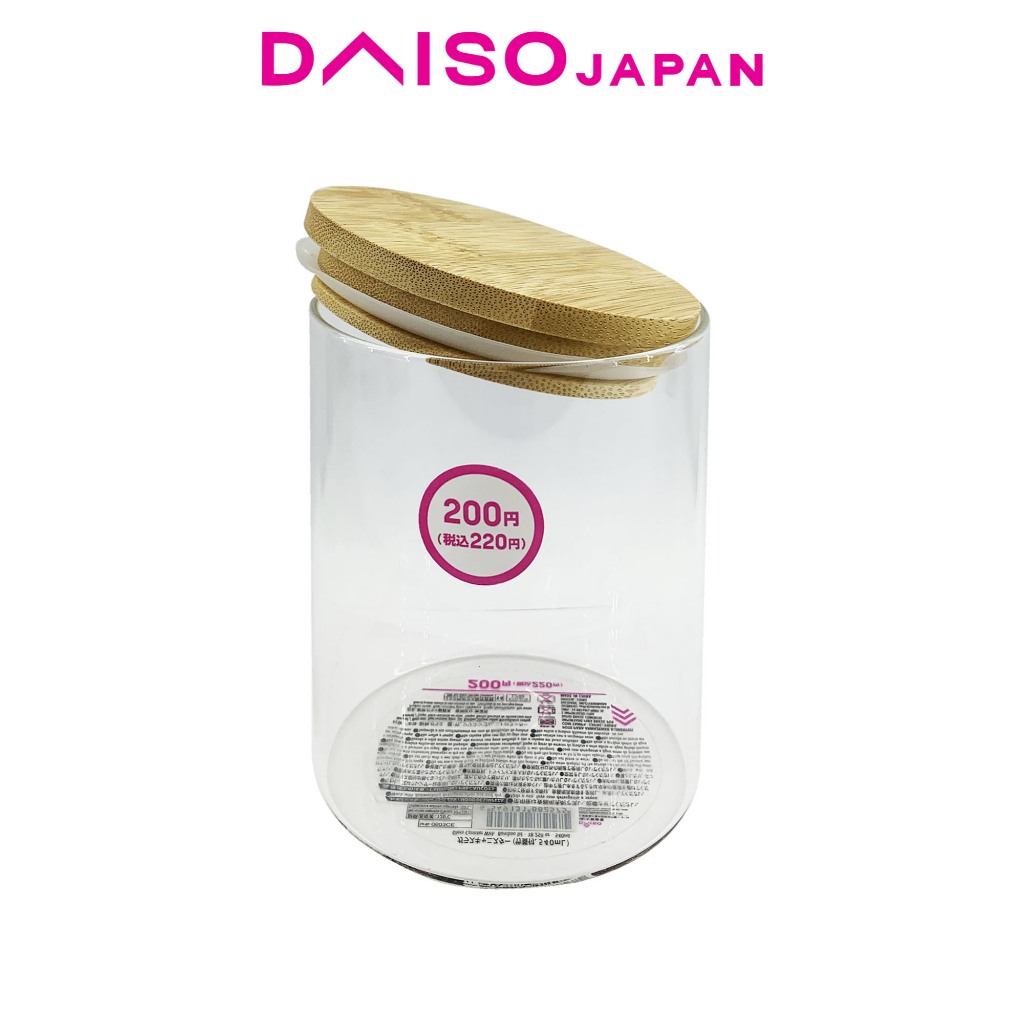 Daiso Glass Canister with Bamboo Lid (540ml) | Shopee Philippines