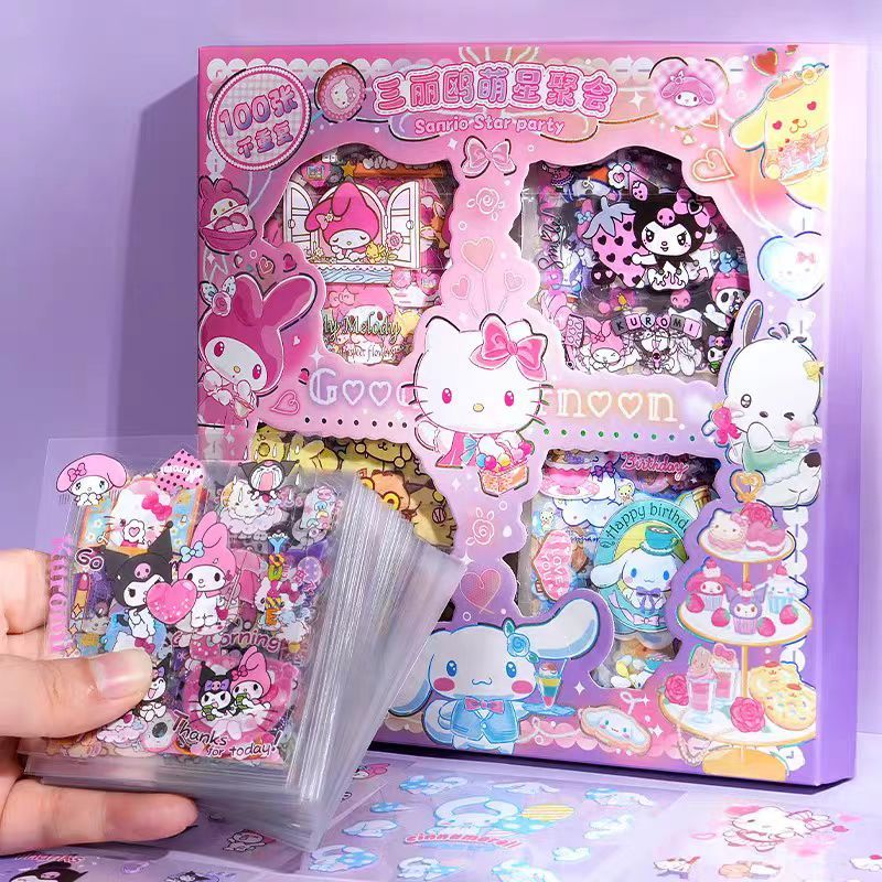 100 Sheets/Box Sanrio Sticker Kuromi Student Notebook Hand Account ...