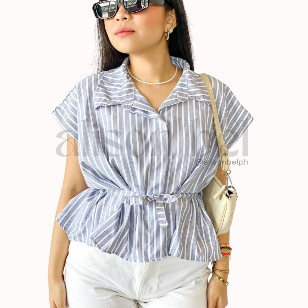 ALISON BEL: Sylvia Top in Stripes | Shopee Philippines