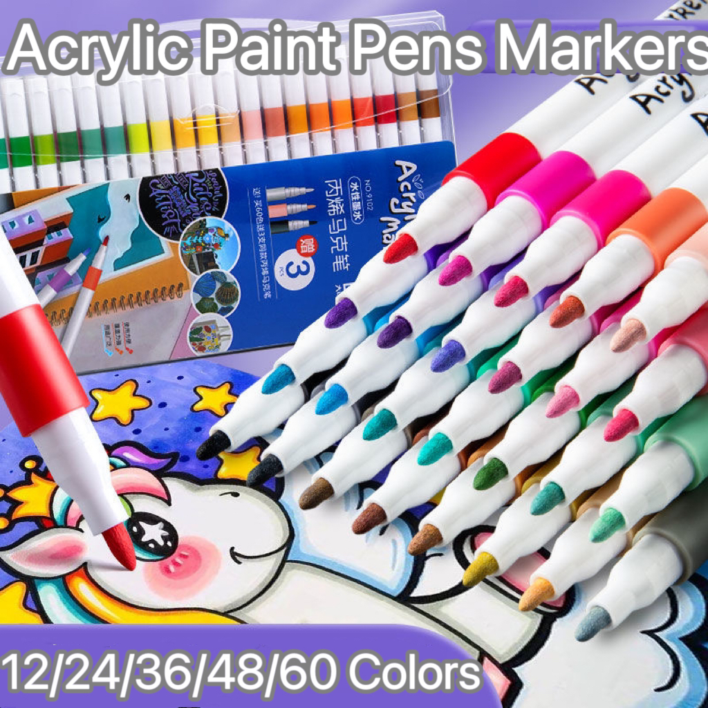 Acrylic Marker Pen Coloring Pen Highlight Acrylic Marker 12/24/36/48/60 ...