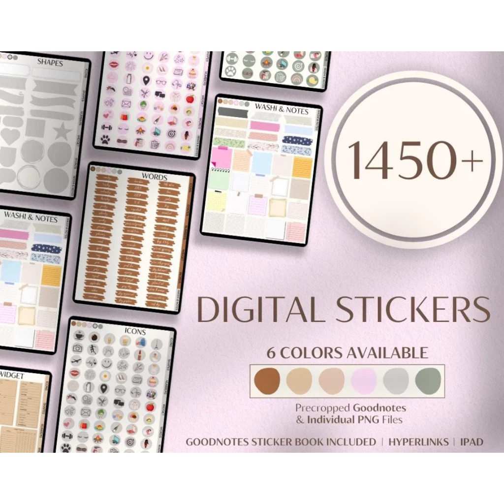 Digital Planner, Natural Aesthetic 1450+ DIGITAL STICKERS, GoodNotes ...