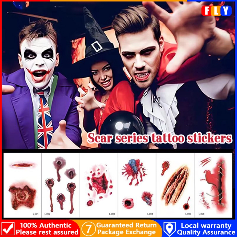 Halloween Prank Makeup Waterproof Temporary DIY Face Fake Tattoo Party ...