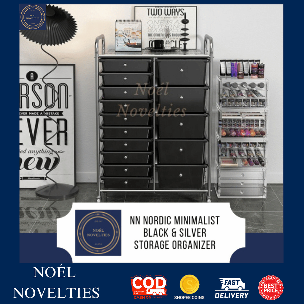 Noel Novelties Nordic Minimalist Black & Silver Modern Drawer Storage ...