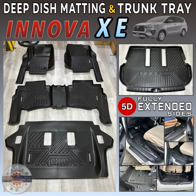 Toyota Innova XE 2023-2025 5D Deep Dish Matting and Trunk Tray Extended ...