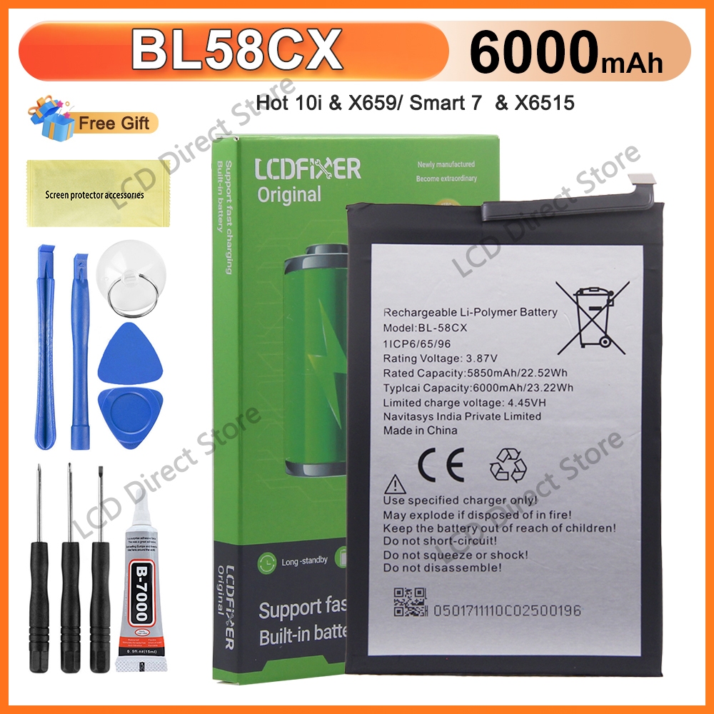 Battery Replacement 58CX For Tecno Smart 7 X6515 For Infinix Hot 10i ...