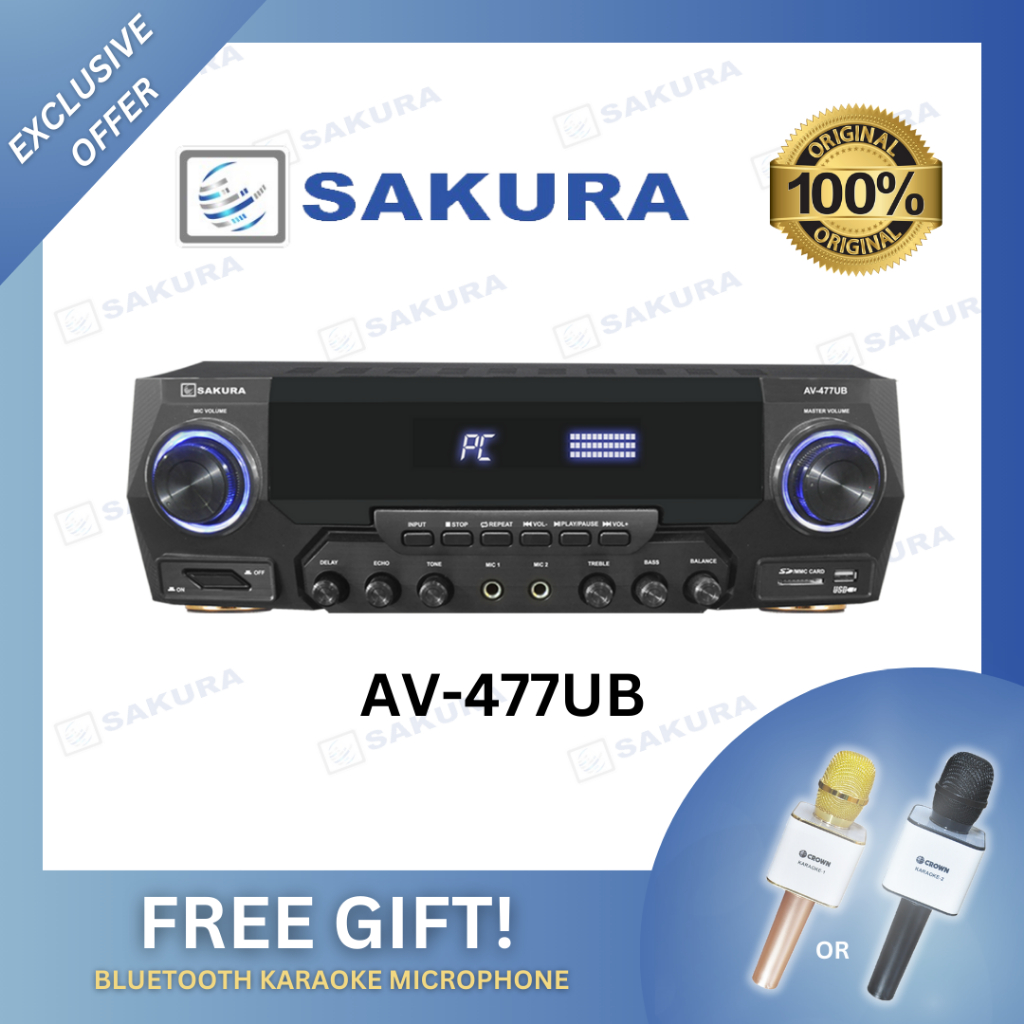 SAKURA AV-477 UB / 2CH HOME THEATER MP-3 AMPLIFIER 450Wx2 | Shopee Philippines