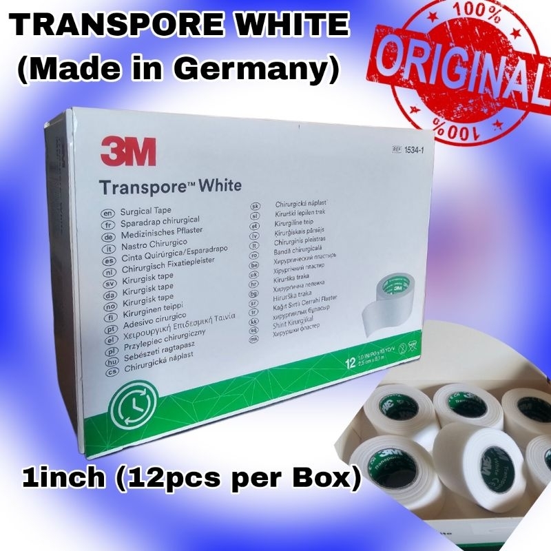 3M Transpore White 1 inch Adhesive Surgical Tape ( Ref#1534-1) 1BOX= 12pcs | Shopee Philippines