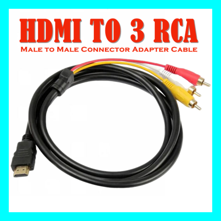 Hdmi Cable To 3 Rca Av Cable Cord Transmitter Composite Male to Male Connector Adapter | Shopee ...