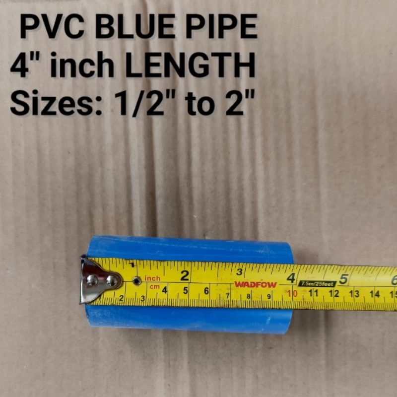 (SOLD PER 4 INCHES LENGTH) PVC BLUE PIPE SIZES 1/2(20MM) 3/4(25MM) 1 ...