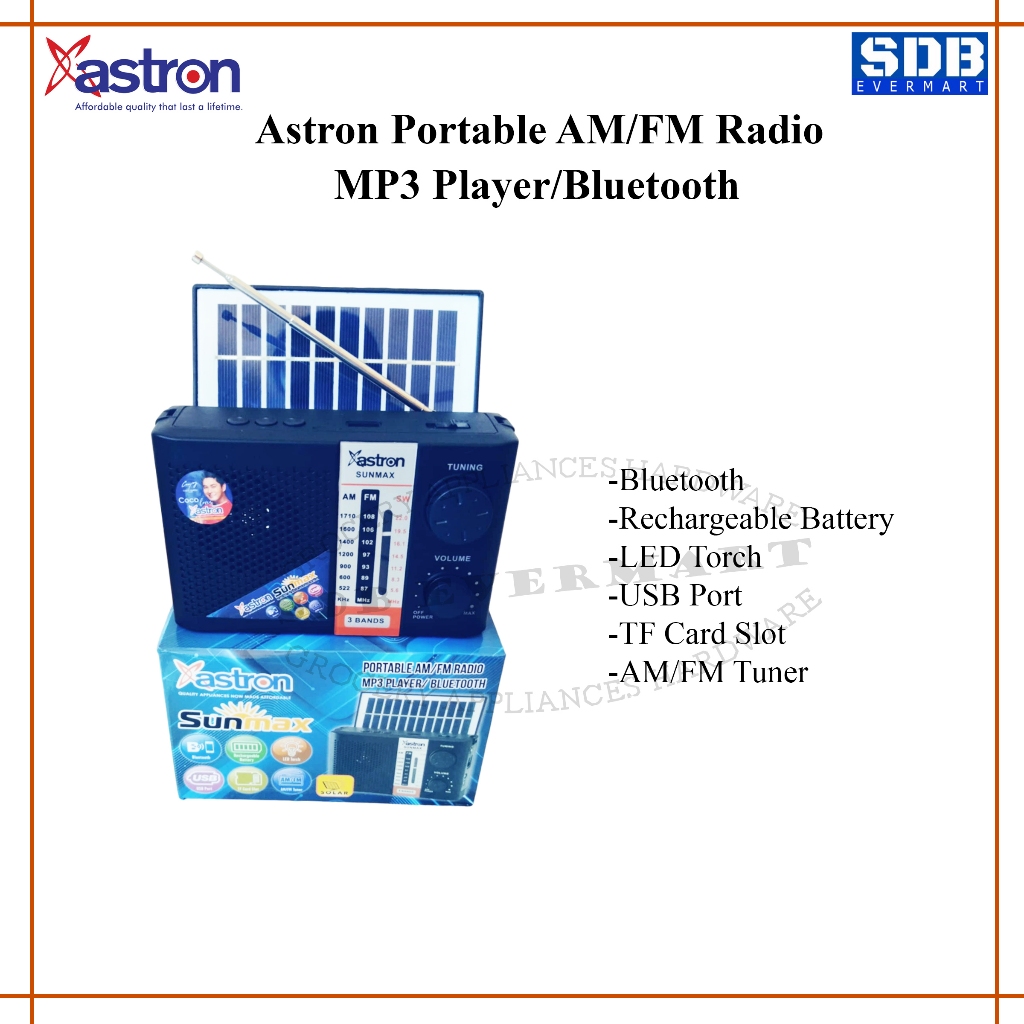 Astron Sunmax Solar Radio AM/FM BLUETOOTH/USB | Shopee Philippines