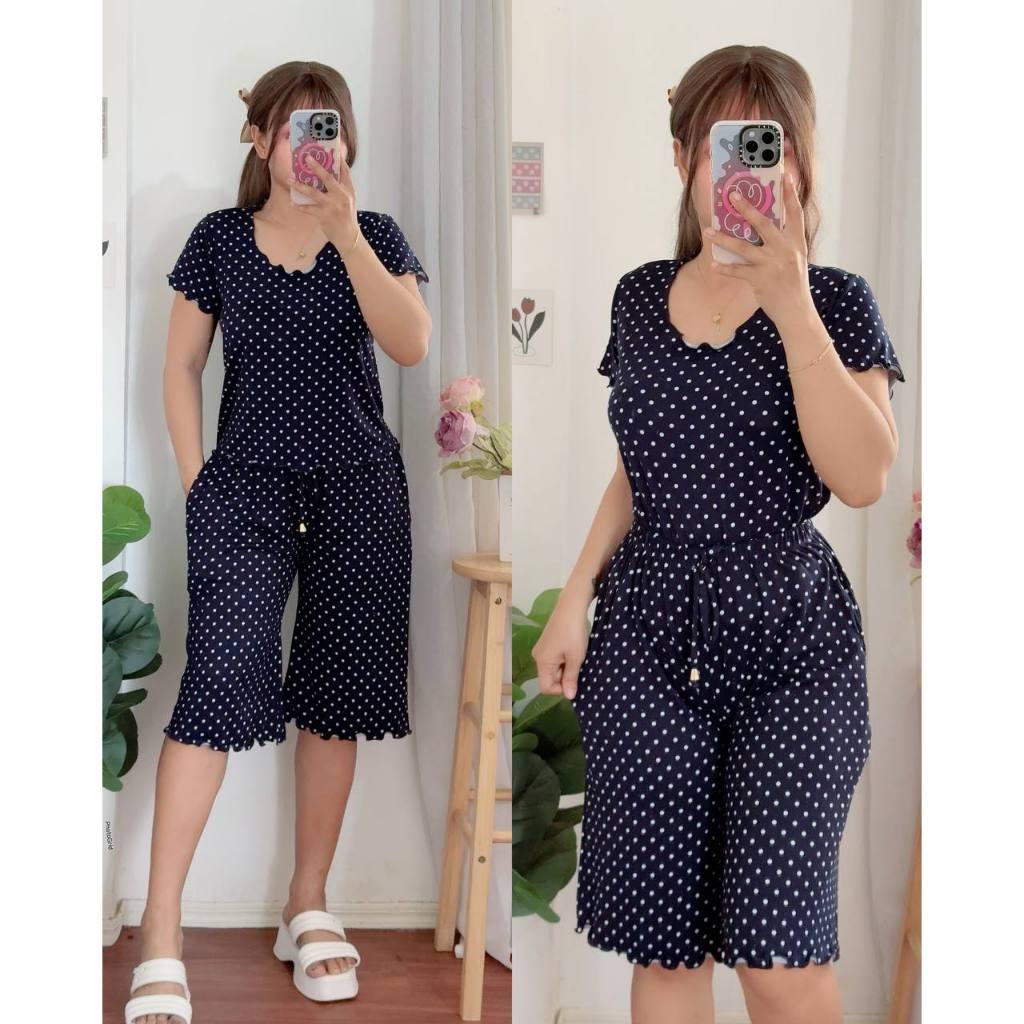 Polkadots Blouse and Tokong Squarepants Terno Womenswear with 2 Side ...