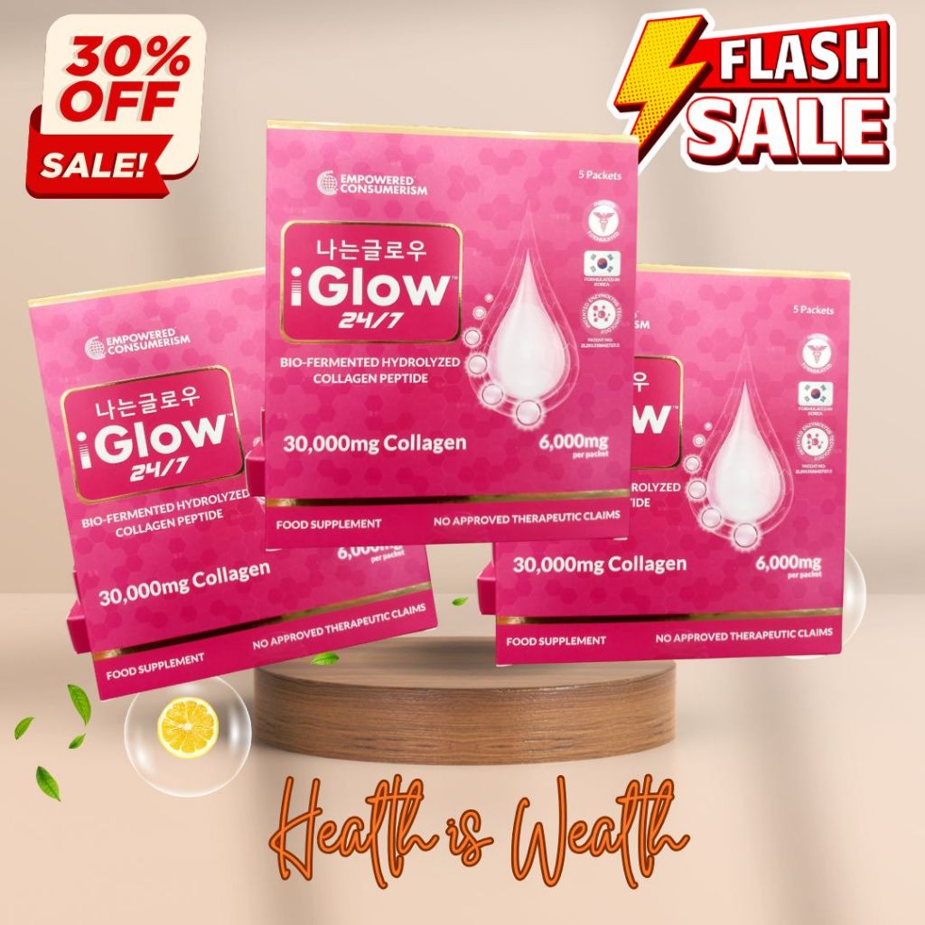 iGlow 24/7 Collagen Peptide 3 box ( 15 sachets) | Shopee Philippines