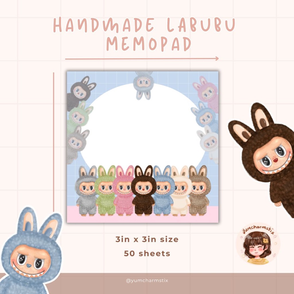 HANDMADE LABUBU FAN ART MEMOPAD / LABUBU MEMO PAD / MP013 | Shopee ...