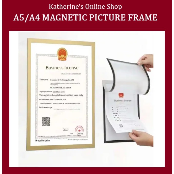 A5/A4 Magnetic Picture Frame Photo Certificate Framework Wall Sticker Magnetic Frame | Shopee ...