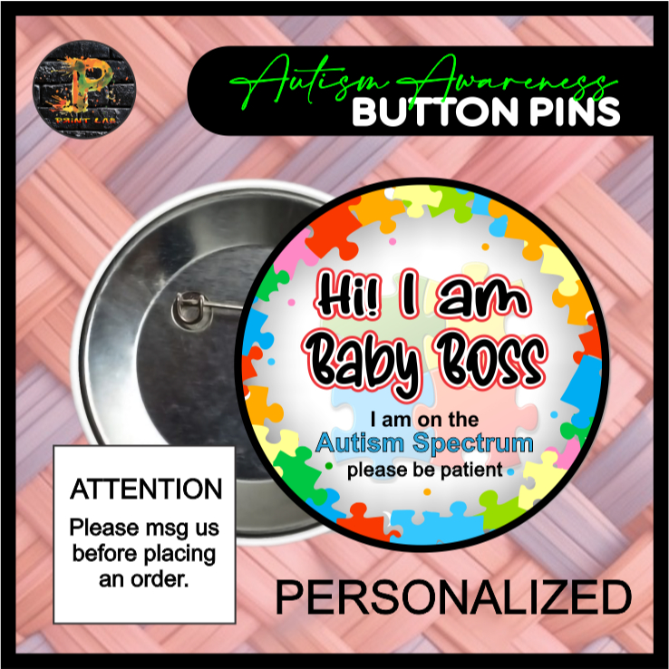 Print.Lab | Autism Awareness Button Pin/ Badge | Matte, Glossy, Canvas ...