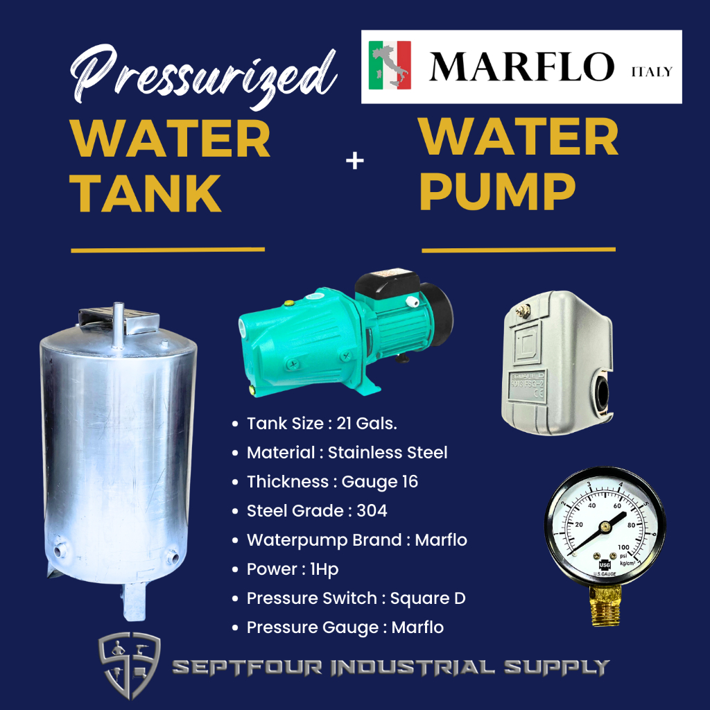 MARFLO ITALY 1Hp JET Waterpump MF-JET100 with 21 Gals. Stainless Steel ...