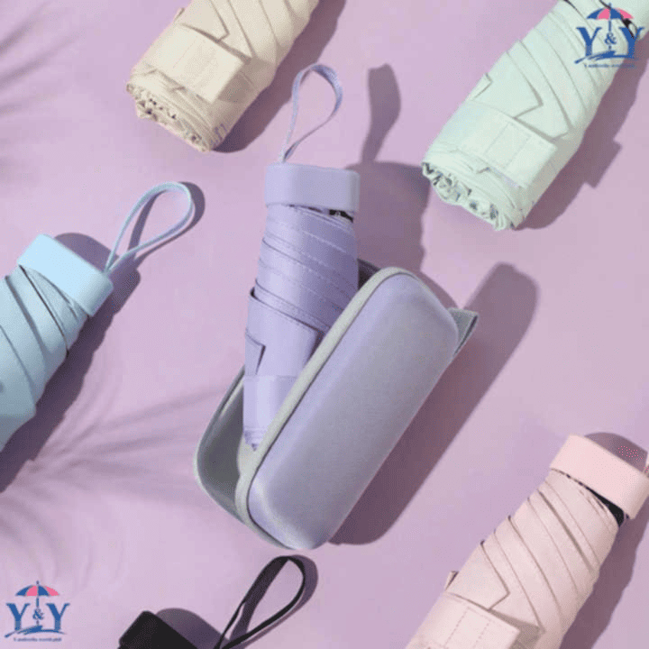 YS Mini 5Folding Compact UV Umbrella with Case, 6 Ribs Lightweight ...