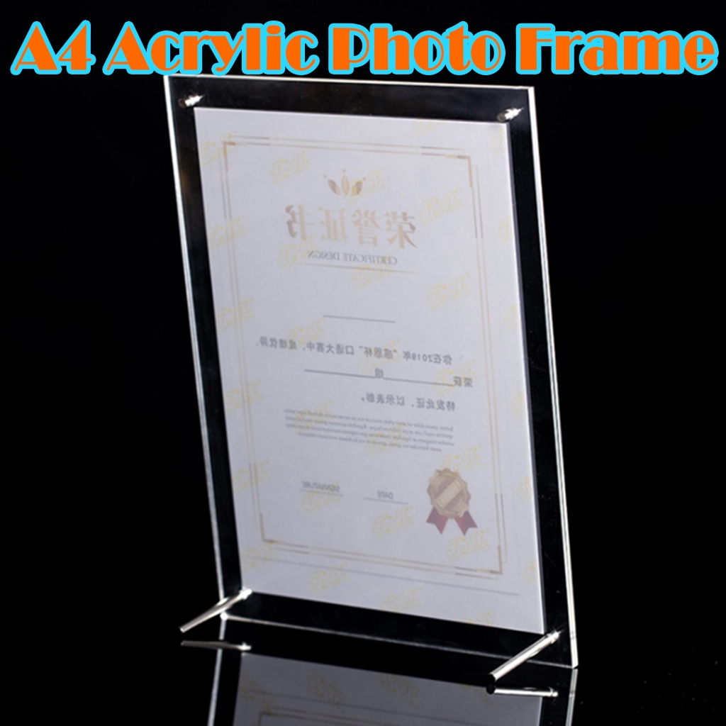 A4 Acrylic Photo Frame Home Picture Frames Poster Display Stand Desk ...