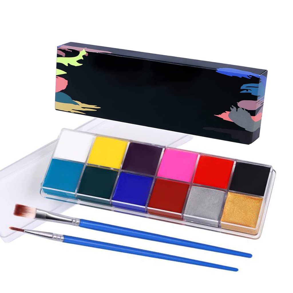 Face Paint 12 Color Halloween Face Body Painting Set with Brushes Safe ...