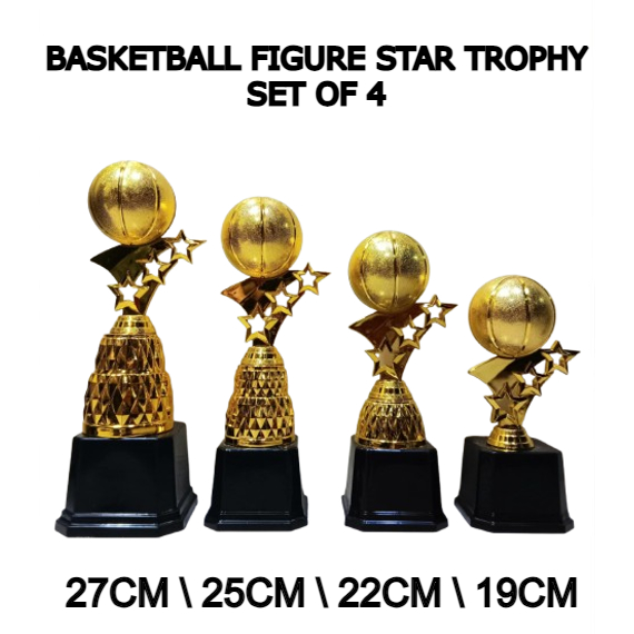 BASKETBALL FIGURE STAR TROPHY SET OF 4 HEIGHT 27CM\25CM\22CM\19CM ...