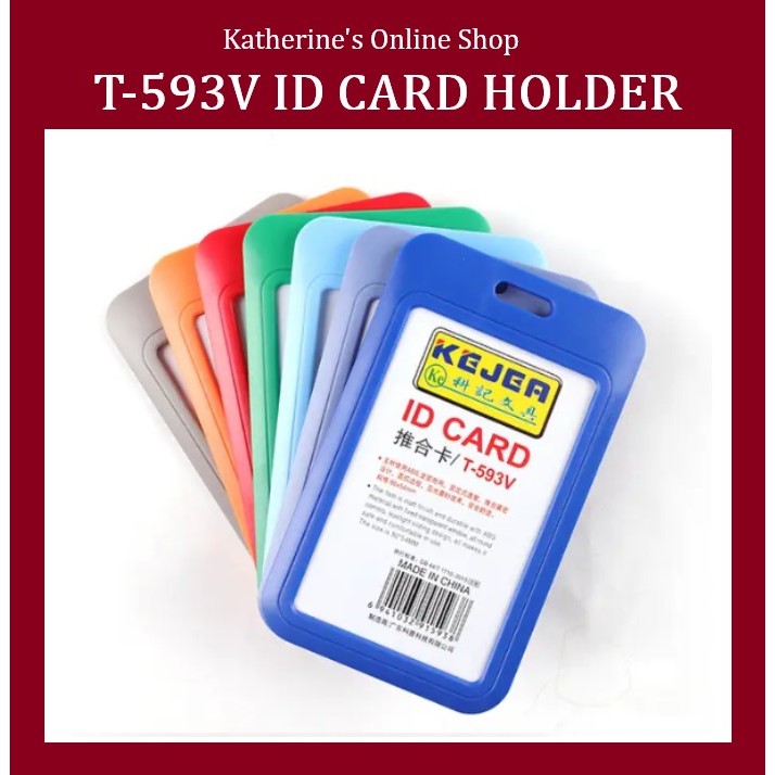 T-593V Solid Color Card Holder Name Tag Slide Design Student ID Card ...