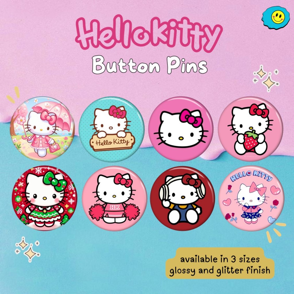 Hello Kitty Button Pin Badge Sanrio Cute Kawaii Button Pins 25mm 32mm ...
