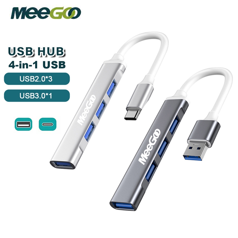 MeeGoo USB/Type-C/4in1 To 4 Usb Hub Expander Ultra-Thin Mini Portable 4 ...