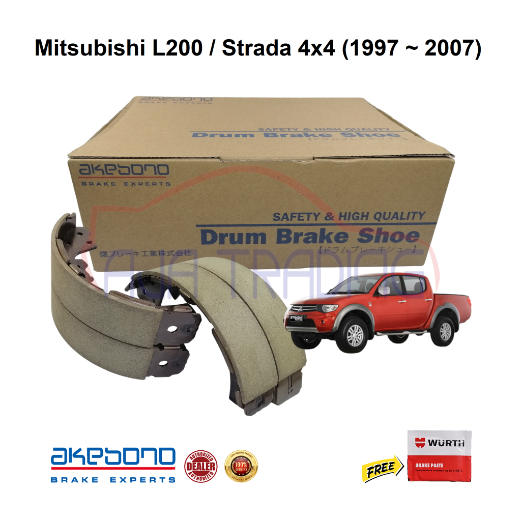 Genuine Akebono Rear Brake Shoe for Mitsubishi L200 / Strada 4x4 (1997 ...