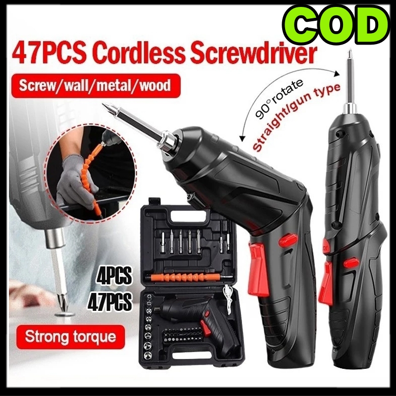 COD portable cordless screw driver 47pcs Rechargeable handheld screw ...
