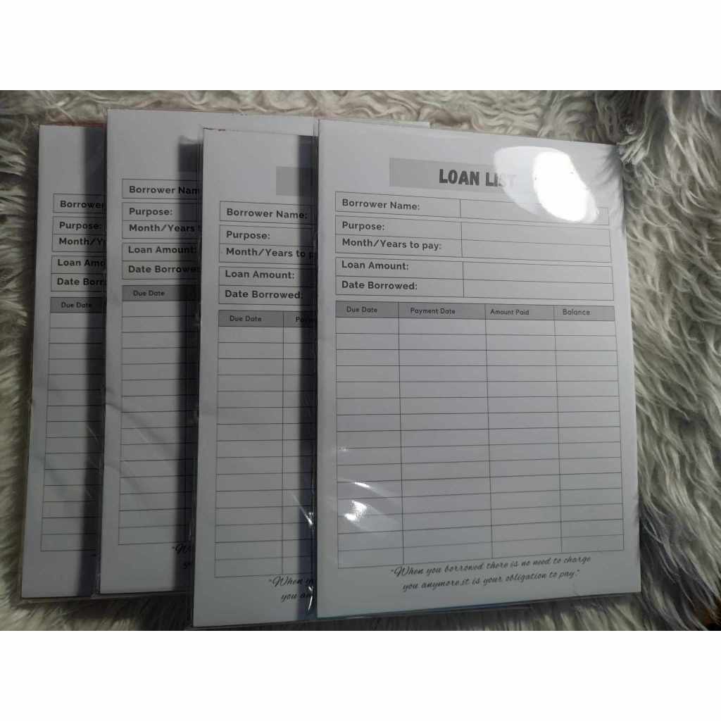 LOAN LIST PAD A5 SIZE | Shopee Philippines