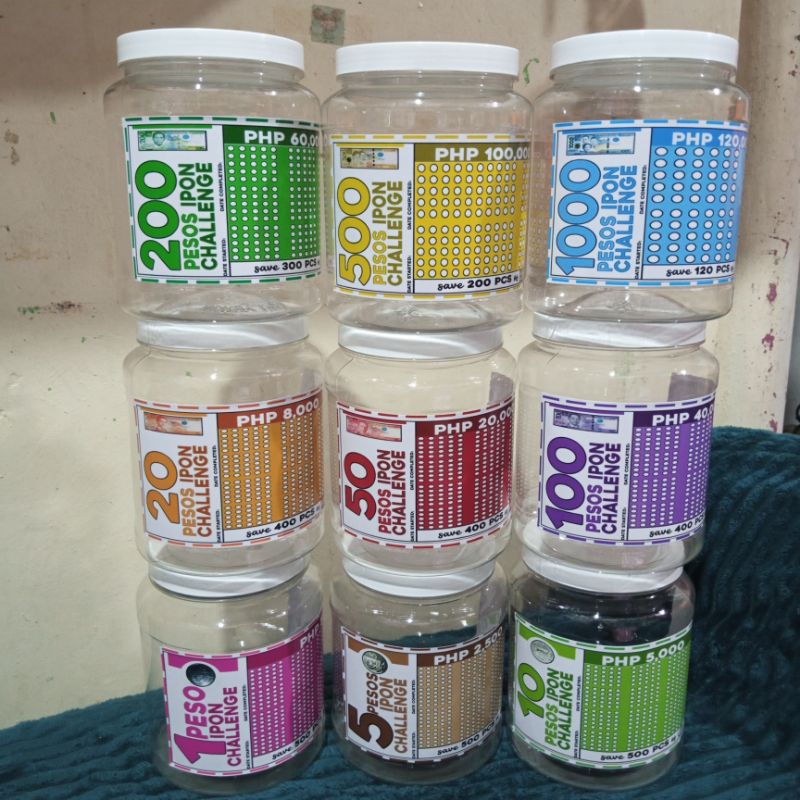NEW PESO SENSE IPON CHALLENGE JAR COINBANK/MINI TRANSPARENT JAR/PHP75 ...
