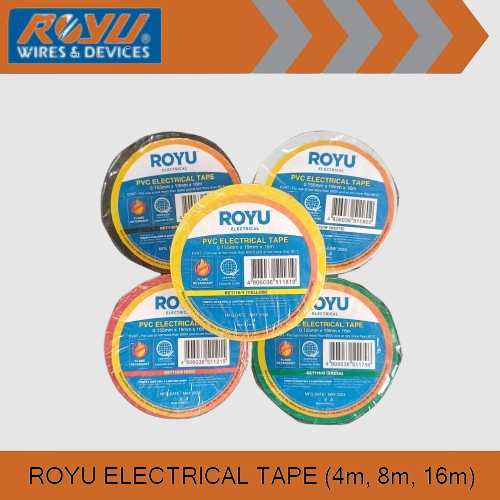 Royu Electrical Tape (4m, 8m, 12m) Flexible, Has Better Adhesion, Flame ...