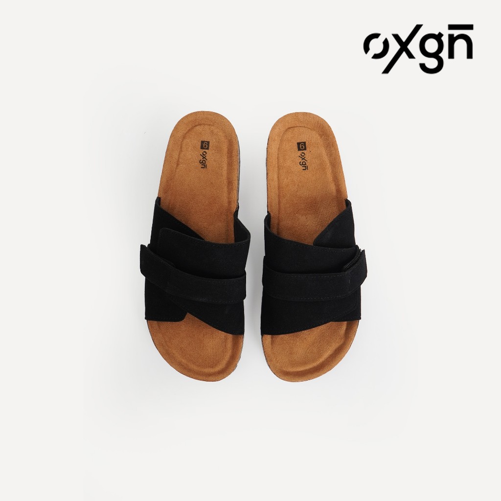 OXGN Velcro Cork Sole Slides For Men (Black) | Shopee Philippines