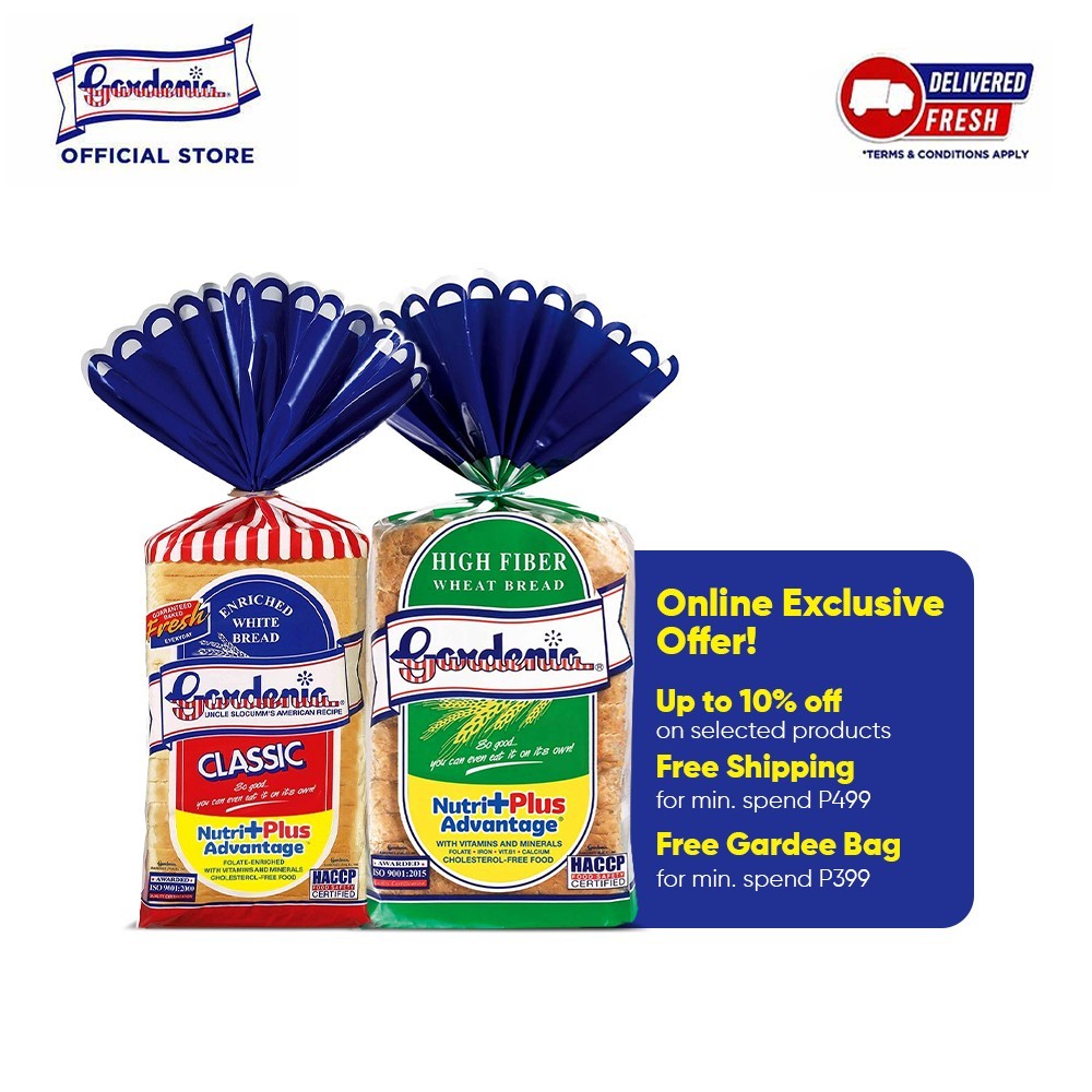 Gardenia Classic White Bread 400g + Gardenia High Fiber Wheat Bread 400g | Shopee Philippines