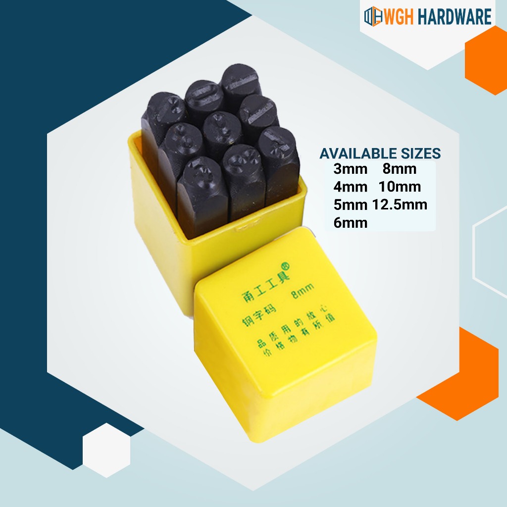 WGH 9pcs Steel Number Punch Stamp Set 3-12.5mm Numbers Stamping Puncher ...