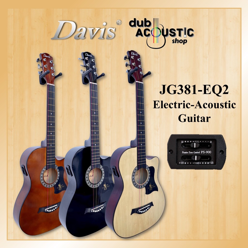 Davis 381-EQ Electric Acoustic Guitar w/ Trussrod, Colored Strings ...