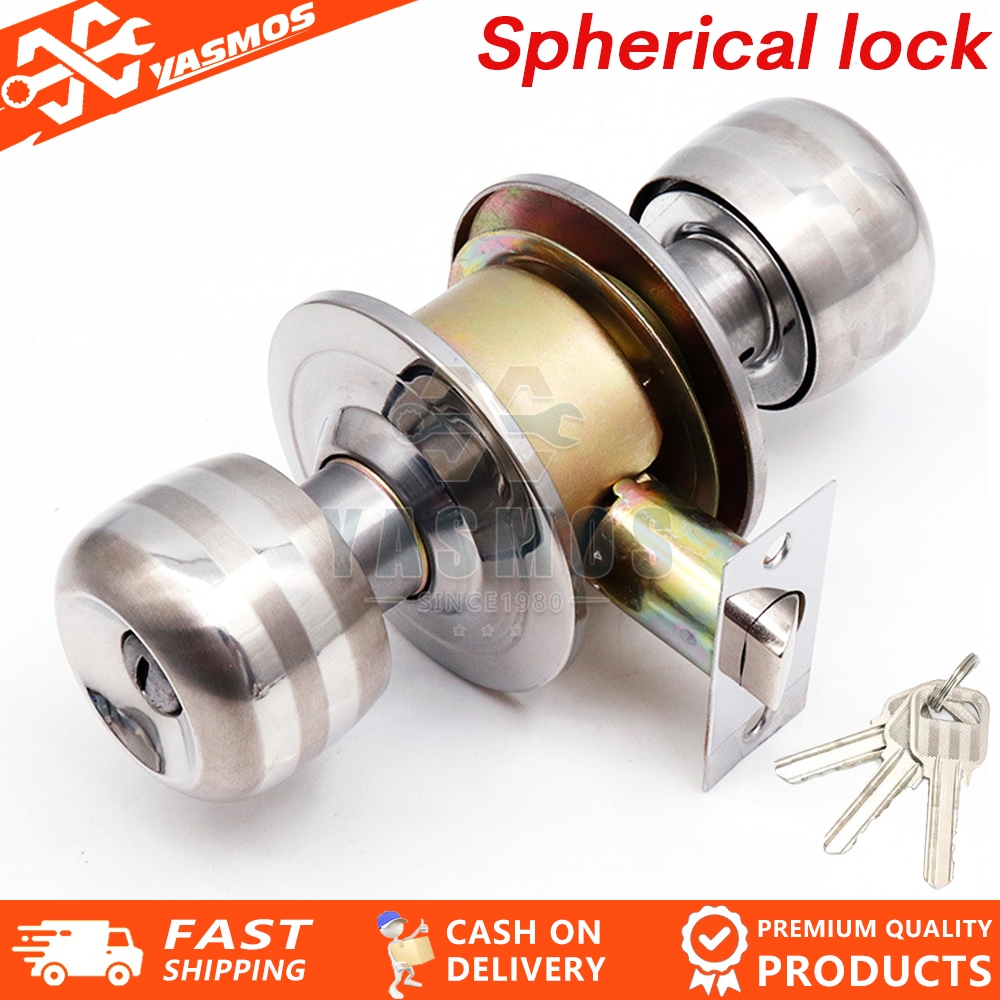 304 Stainless Door Lock door knob Double lock door knob Set [with 3pcs Keys] | Shopee Philippines