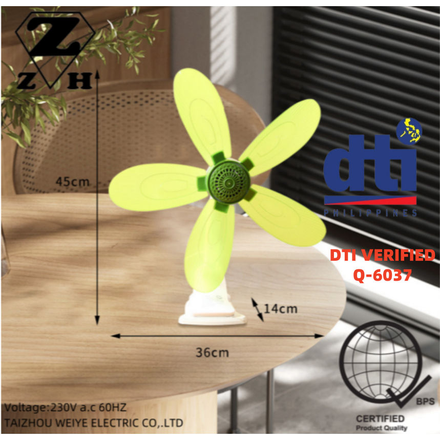 [a3] ZH Large Clip Fan Big Size 5 Blades Clip Fan Table/Desk Fan Big ...