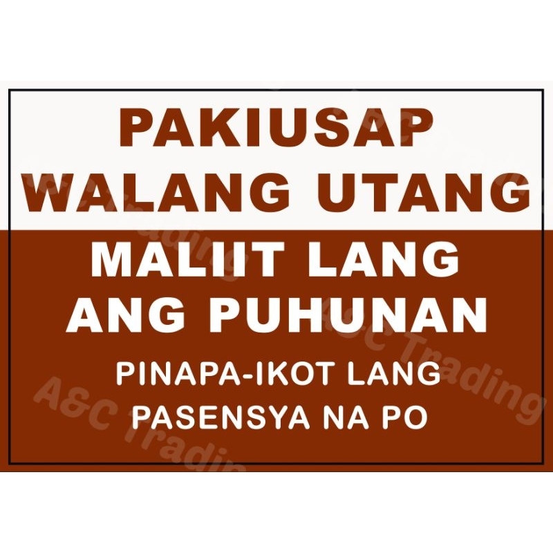 Bawal Utang Signage A4 Sized Laminated | Shopee Philippines