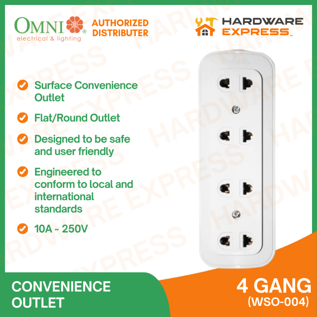 OMNI Surface Convenience Outlet 10A 250V 1/2/3/4 Gang WSO-001 WSO-002 ...