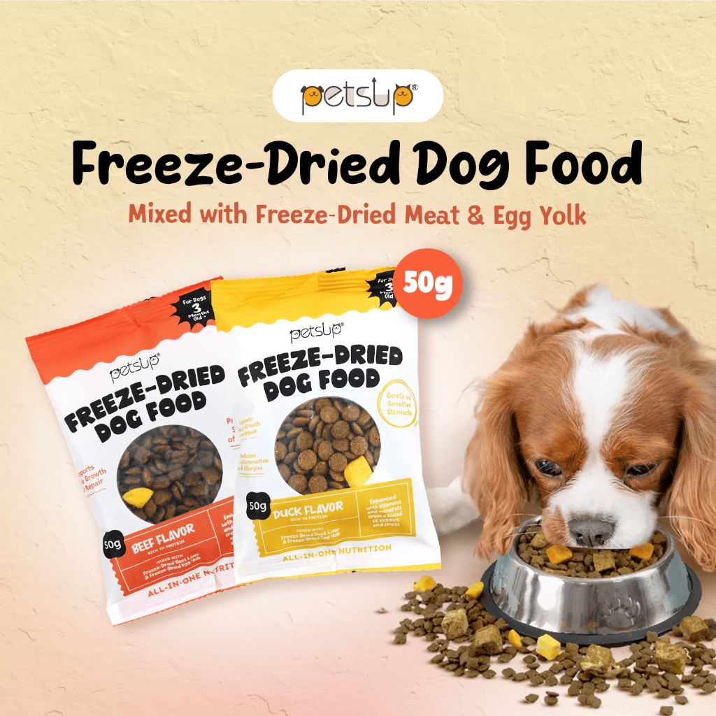 Petsup Freeze Dried Dog Dry Food 50g Beef Duck Liver Egg Yolk Natural Meal for Dog All Breeds ...
