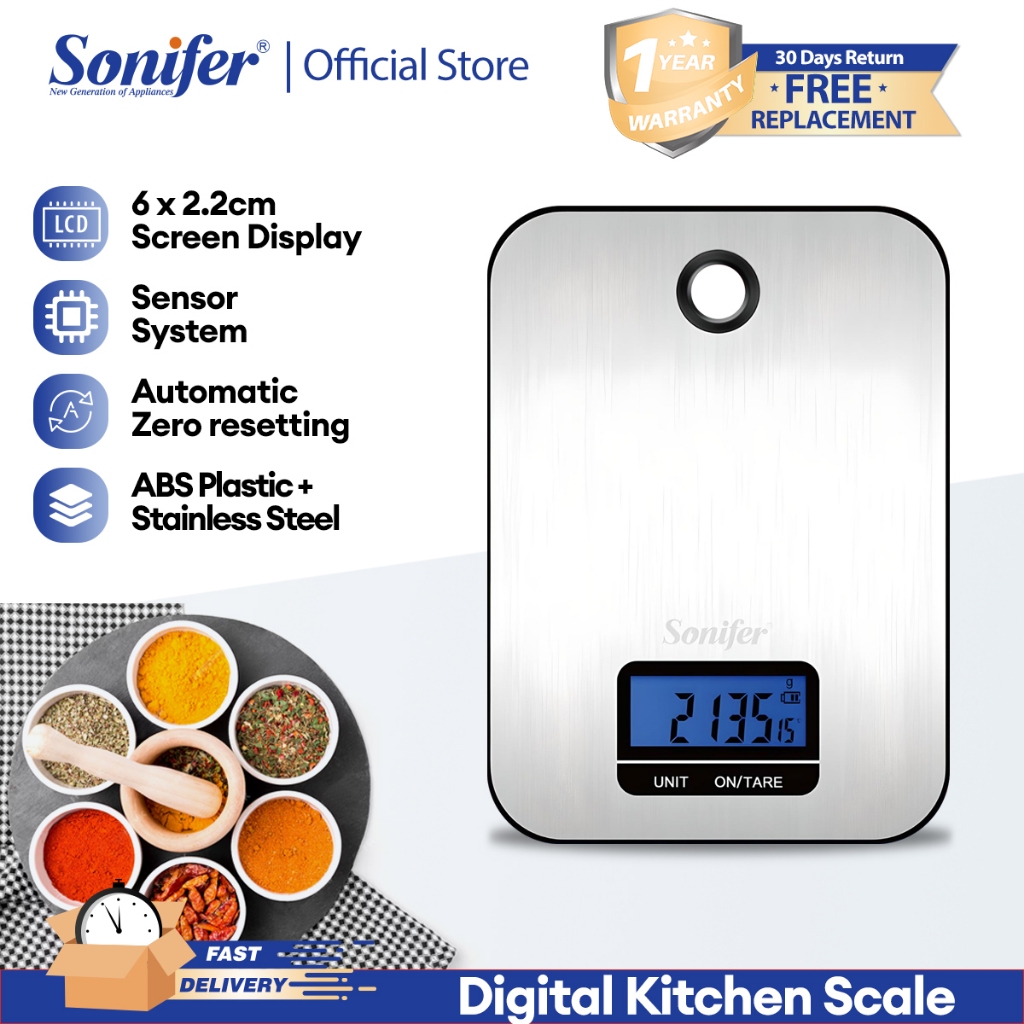 Sonifer DIGITAL KITCHEN SCALE with equipped with high precision strain ...