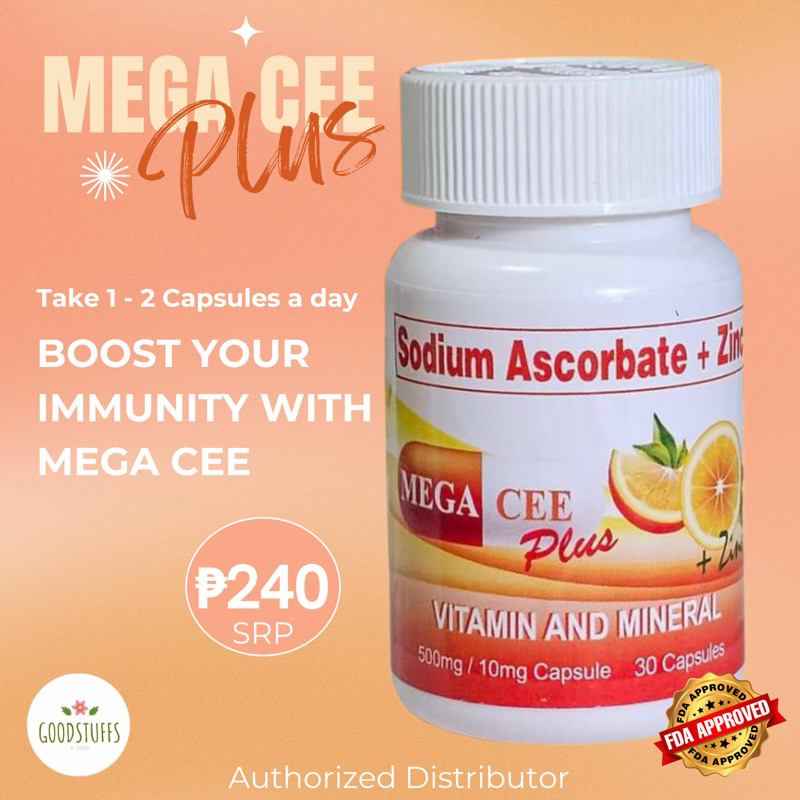 Mega Cee Plus! Sodium Ascorbate plus Zinc (Vitamin C) 500mg/10mg ...